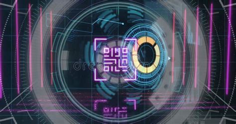 Animation Of 3d Human Head Barcode Data Scanning Hud Processing On Digital Interface Stock