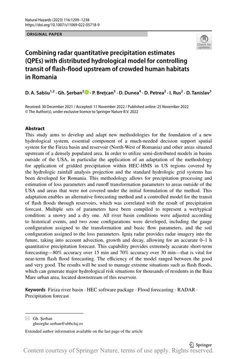 Combining Radar Quantitative Precipitation Estimates Qpes With Distributed Hydrological Model