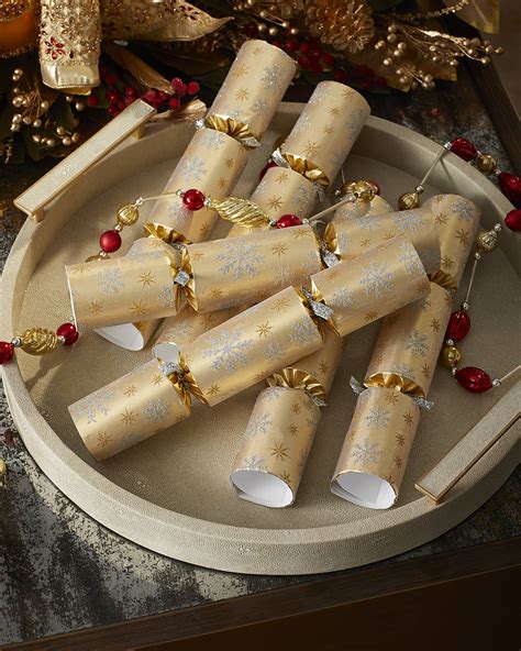 Robin Reed Glitter Snowflake Christmas Crackers Set Of 6 Horchow