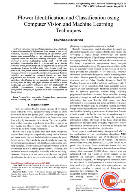 Pdf Flower Identification And Classification Using Computer Vision And Machine Learning Techniques