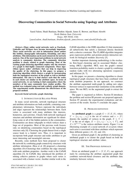 Pdf Discovering Communities In Social Networks Using Topology And Attributes