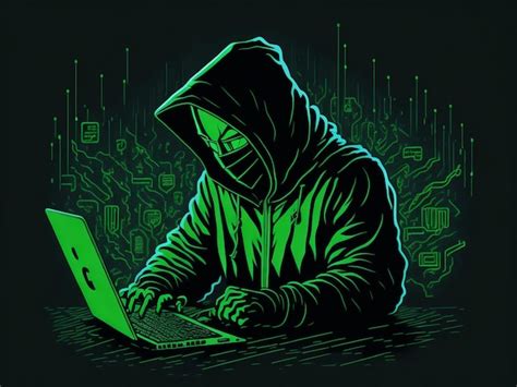 Premium Ai Image Hacker In Hoodie Breaking Into Data Server Dark Theme
