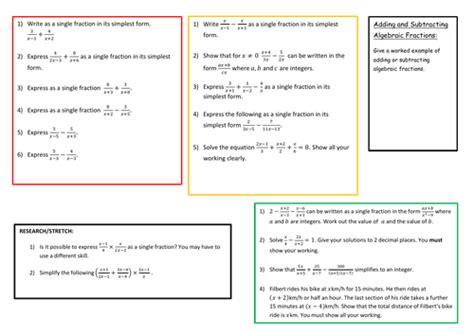 Algebraic Fractions Gcse 1 9 Teaching Resources