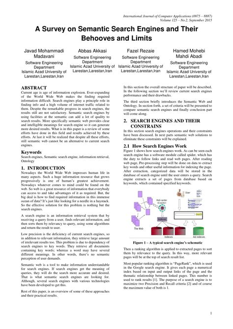 PDF A Survey On Semantic Search Engines And Their Behooves And Limits