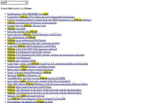 Full Text Search With Sqlite