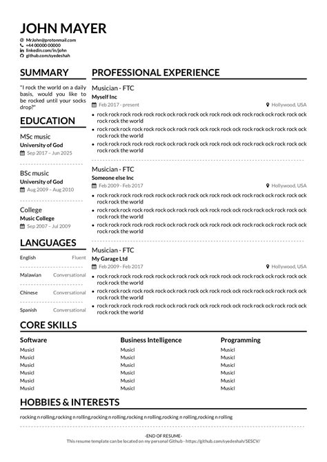 GitHub Syedeshah SESCV Personal Resume CV Class