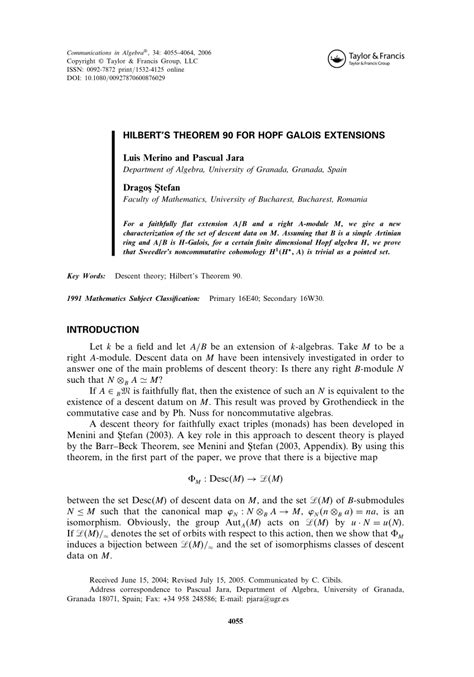 Pdf Hilberts Theorem 90 For Hopf Galois Extensions