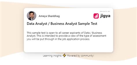 Data Analyst Business Analyst Sample Test