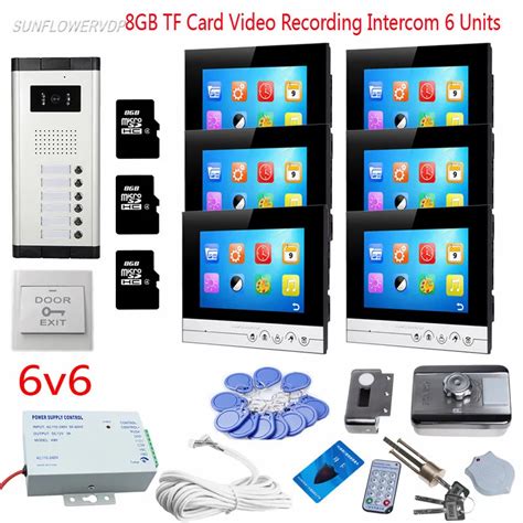Video Intercom For The Apartment 6 Units Video Recording 7 Color Monitors Video Doorbell Home