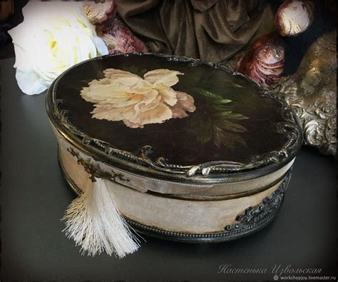 Шкатулки ручной работы Шкатуль Загадочный Пион Шкатулка декупаж винтаж Настенька Извольская