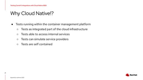 Apachecon Testing Camel K With Cloud Native Bdd Ppt