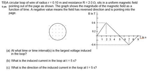 solved 19 a circular loop of wire of radius 0 10 m and resistance r