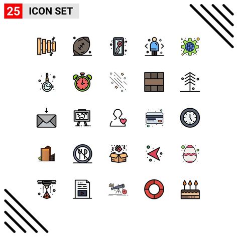 Mobile Interface Filled Line Flat Color Set Of 25 Pictograms Of Configuration Direction Mobile