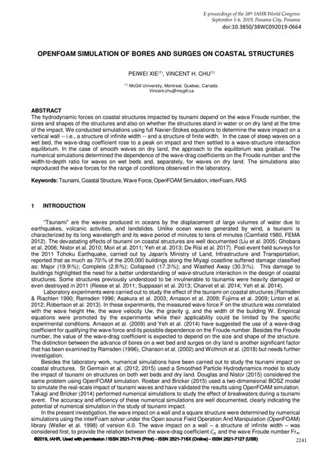 pdf openfoam simulation of bores and surges on coastal structures