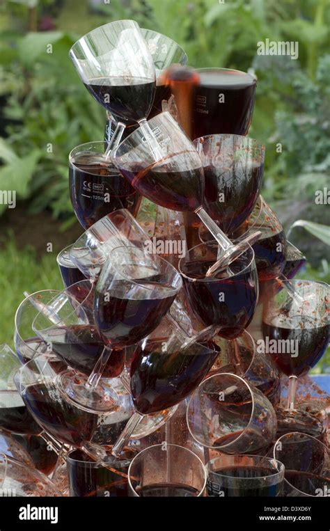 Wine Glass Stack Wine Glasses Used As Water Feature With Wine Cascading Down Exhibit Otley