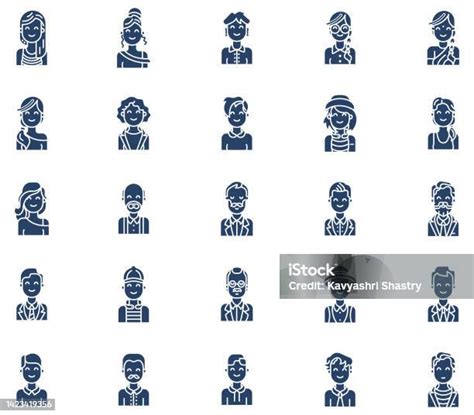 아바타 및 휴먼 사용자 프로필 아이콘 세트 등장인물에 대한 스톡 벡터 아트 및 기타 이미지 등장인물 디자인 머리 Istock