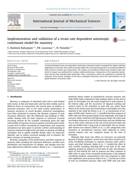 Pdf Implementation And Validation Of A Strain Rate Dependent Anisotropic Continuum Model For