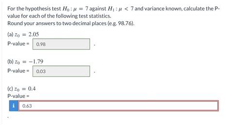 Solved For The Hypothesis Test H0 μ 7 ﻿against H1 μ