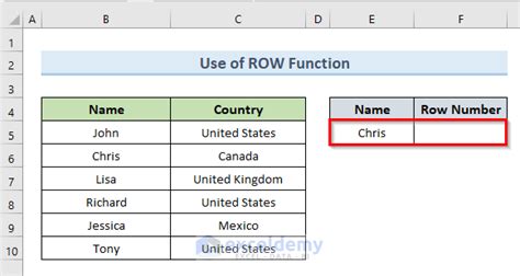 Excel Return Row Number Of Value In Table Catalog Library