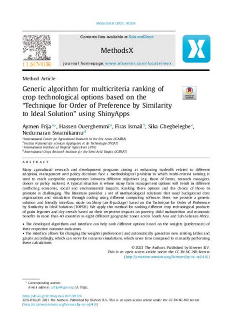 Generic Algorithm For Multicriteria Ranking Of Crop Technological
