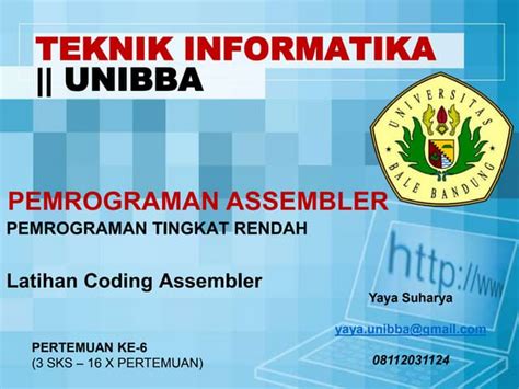 pemrograman tingkat rendah pertemuan ke 6 latihan coding ppt