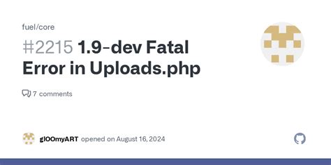 19 Dev Fatal Error In Uploadsphp · Issue 2215 · Fuelcore · Github