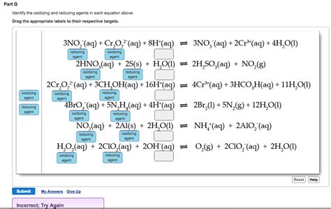 Solved Identify The Oxidizing And Reducing Agents In Each