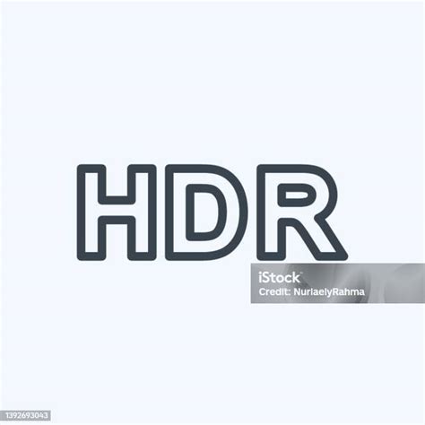 아이콘 Hdr이 켜져 있습니다 사진 편집 기호에 적합합니다 선 스타일 편집 가능한 간단한 디자인 디자인 템플릿 벡터 간단한 기호 그림 가상현실에 대한 스톡 벡터 아트 및