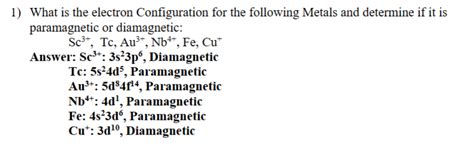 Solved 1 What Is The Electron Configuration For The Solved 1 What Is The Electron Configuration For The