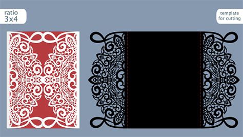 레이저 컷된 결혼식 초대 카드 서식 파일 벡터입니다 다이 컷 추상적인 패턴 종이 카드 컷아웃 종이 게이트 레이저 절단에 대 한 카드를 접어 또는 다이 절단 서식 파일