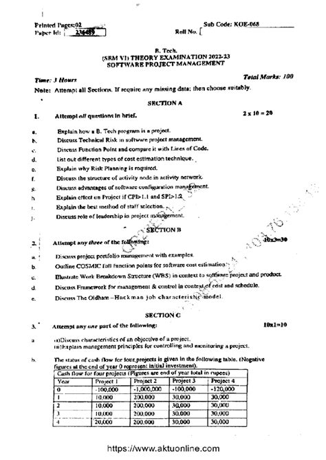 Question Papers Printed Page 2 Of 2 Subject Code Koe 0 Roll No 0 0
