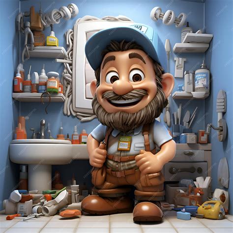 3d 렌더링 된 화장실에서 만화 드맨 일러스트레이션 Ai 생성 이미지