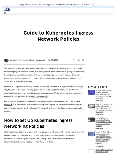 Guide To Kubernetes Ingress Network Policies Stackrox Pdf System