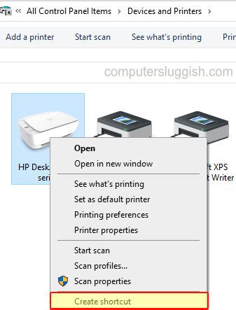 How To Add A Desktop Shortcut To Your Printer In Windows ComputerSluggish