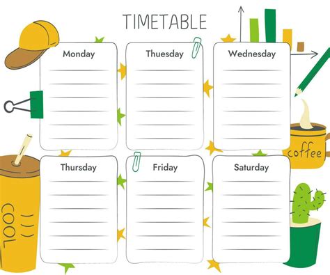Class Timetable Template For Students Learning Objects Graphics