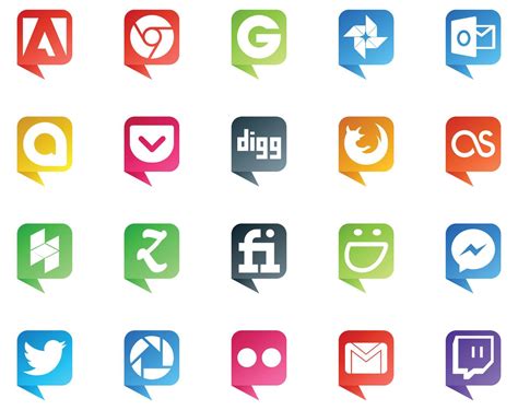 20 Social Media Speech Bubble Style Logo Like Tweet Messenger Firefox