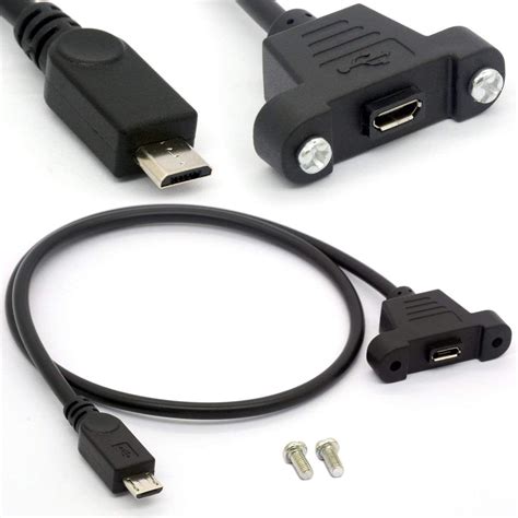Micro B Male To Female Cable Screw Panel Mount Micro USB Cable Extension Cord For Raspberry Pi