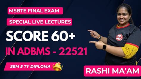 Score 60 In Adbms Session 1 Msbte Sem 5 Adbms 22521 Ty