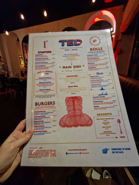 Menu At Ted Lobsters And Burgers Restaurant Milan