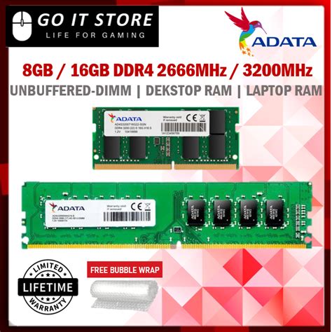 Adata Ram Ddr4 3200mhz Value Desktop Ram Pc Ram Laptop Ram 8gb 16gb