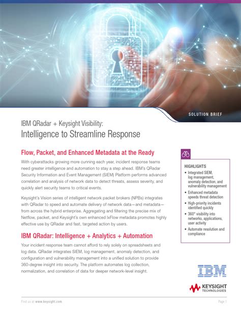 Ibm Qradar Keysight Visibility Intelligence To Streamline Response Pdf Computing Crime