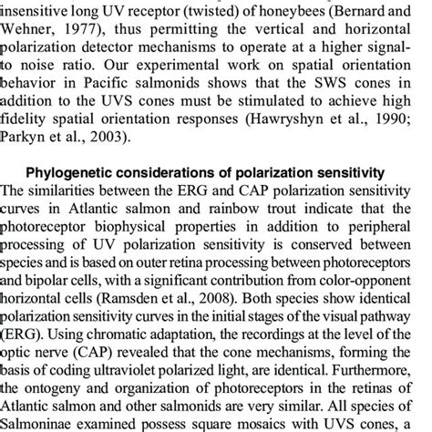 Mean Polarization Sensitivity ±1 Standard Error Of Atlantic Salmon
