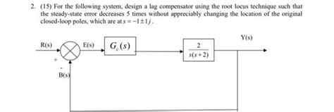 Solved For The Following System Design A Lag Chegg