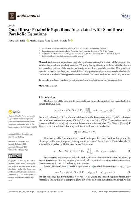 Pdf Quasilinear Parabolic Equations Associated With Semilinear