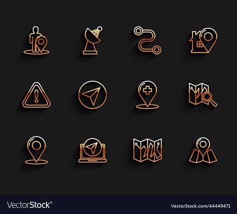 Set Line Map Pin Infographic Of City Map Vector Image