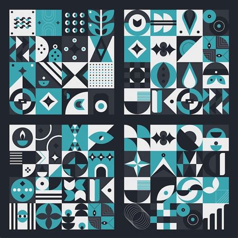 Premium Vector Set Abstract Geometric Pattern Design In Modern Style Vector Illustration