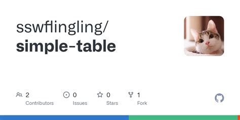 GitHub Sswflingling Simple Table