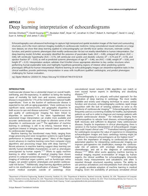 Pdf Deep Learning Interpretation Of Echocardiogramsbryanhe