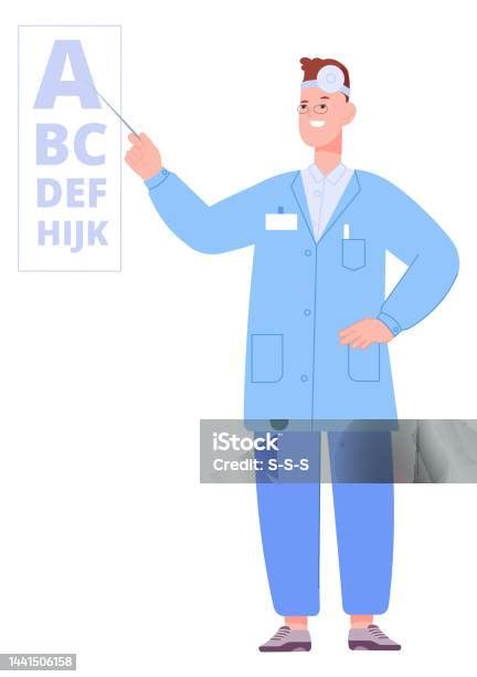 시력 검사를 하는 의사 안과 의사 시력 검사 건강관리와 의술에 대한 스톡 벡터 아트 및 기타 이미지 건강관리와 의술 검사 보기 검안사 Istock