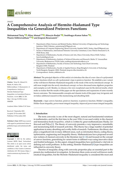 Pdf A Comprehensive Analysis Of Hermite Hadamard Type Inequalities